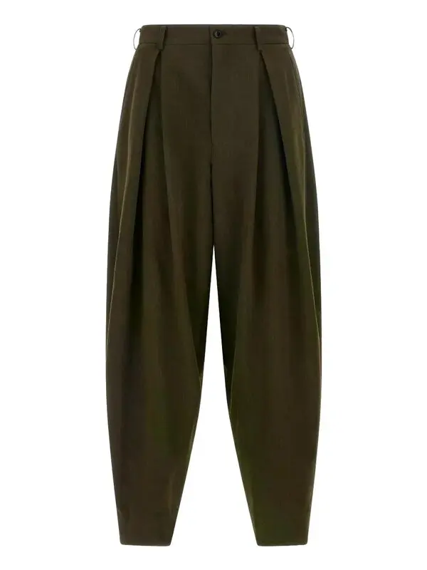 Comme Des Garçons Herringbone Pleated Trousers - Green