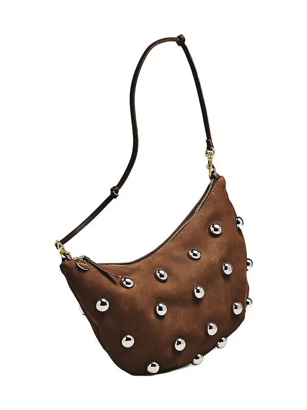 Clare V. Lune Studded Italian Leather Bag - Chocolate