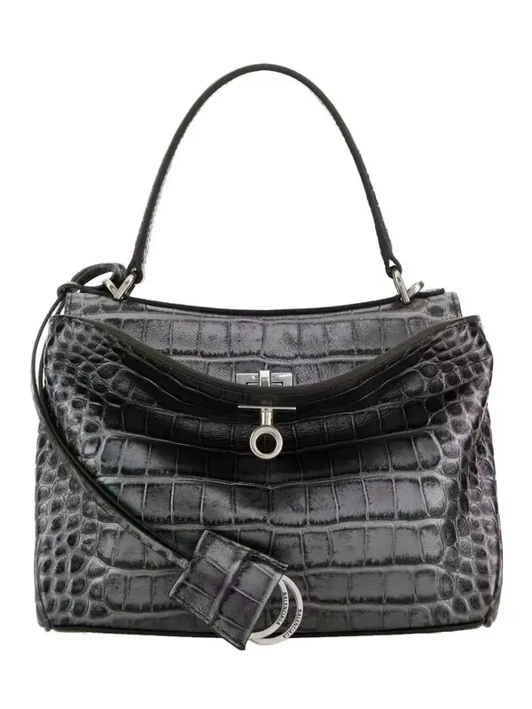 Balenciaga Embossed Croc Rodeo Tote - Grey