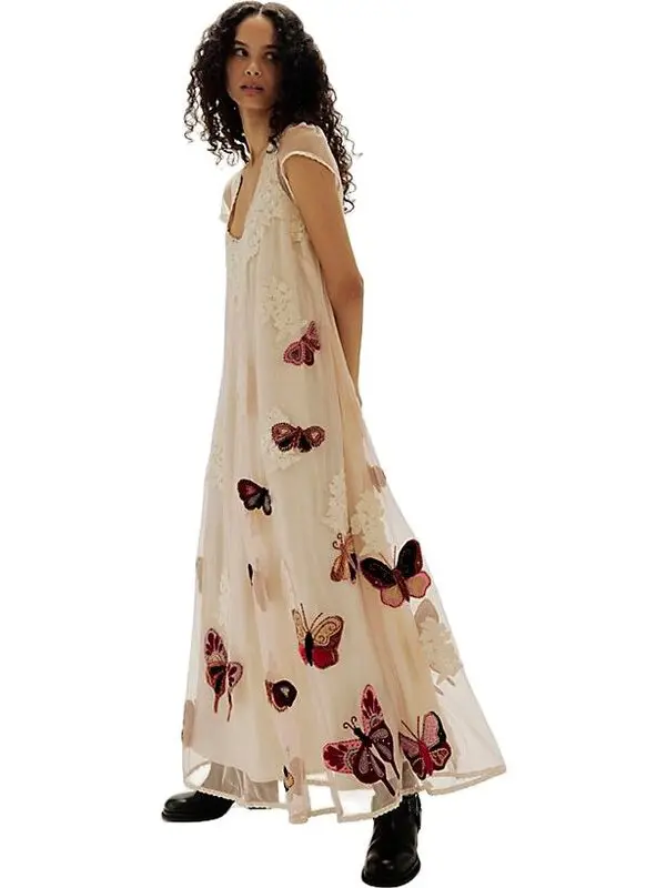 Free People Butterfly Grove Maxi Dress - Crystal Pink Combo