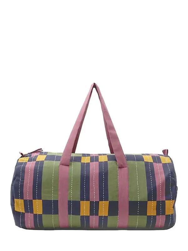 ANCHAL Lattice Canvas Duffle Bag - Berry