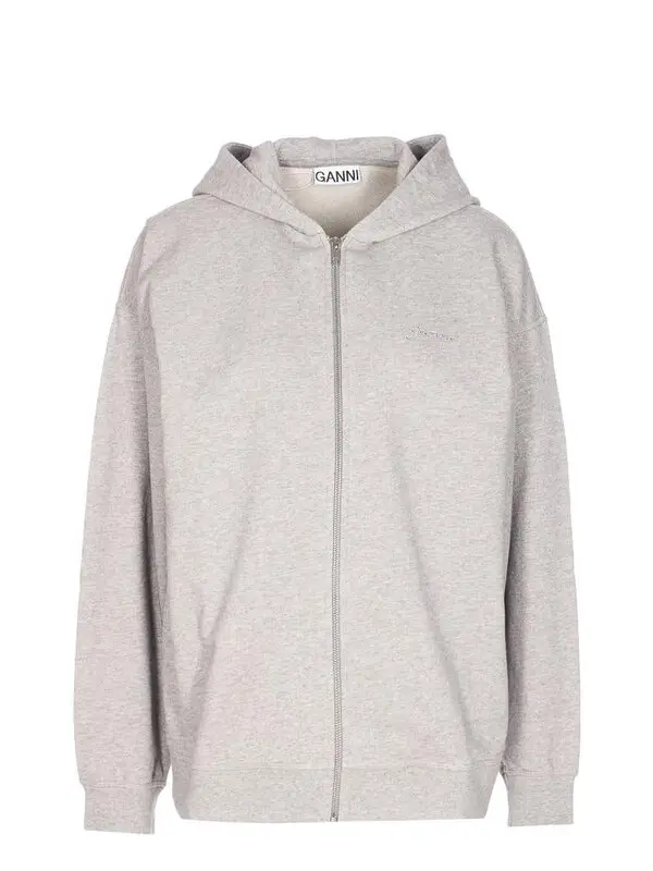 GANNI Isoli Teddy Zip Hoodie - Grey