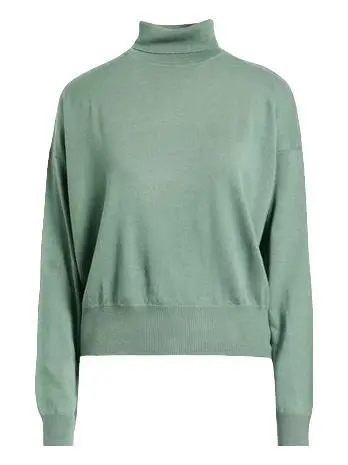 ARAGONA Turtleneck Merino Wool Top - Sage Green