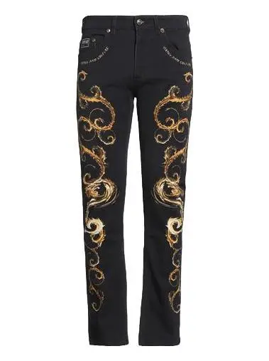 Versace Straight-leg Jeans With Signature Print - Black