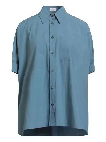 Brunello Cucinelli Cotton Poplin Shirt With Appliqués - Blue