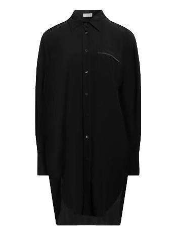 Brunello Cucinelli Long Sleeve Georgette Shirt With Appliqués - Black