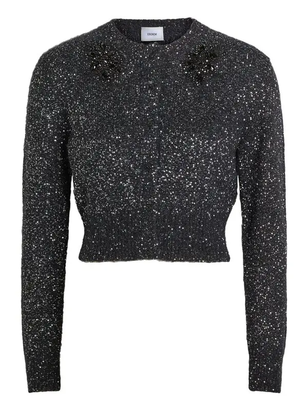 Erdem Embellished Alpaca-blend Cardigan - Black