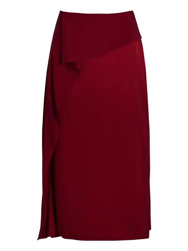 Erdem Draped Satin Midi Skirt - Red