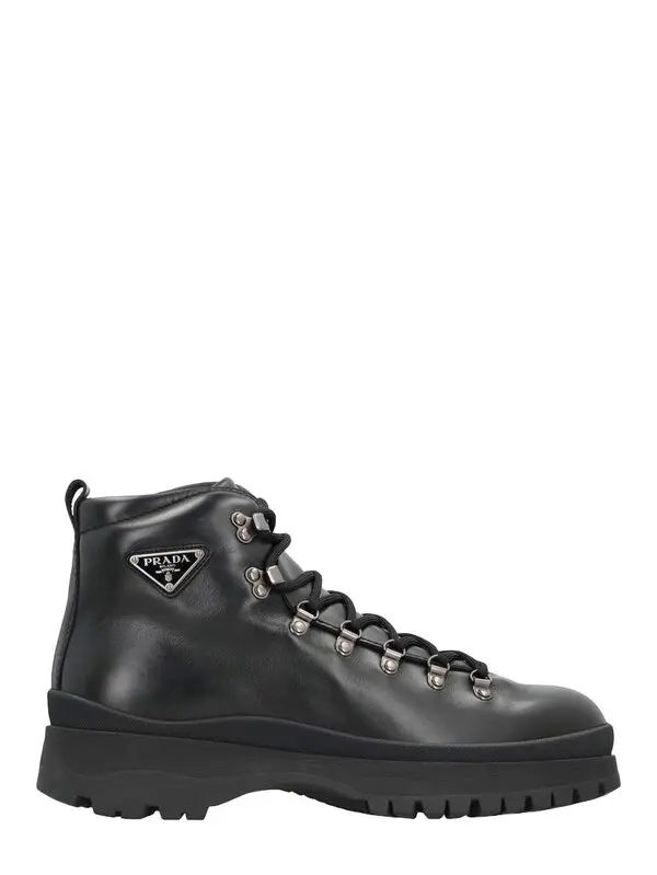 Prada Brixxen Leather Ankle Boots - Black