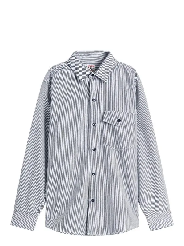 RANDY'S GARMENTS Randy’s Garments 1 Pocket Shirt - White/indigo Stripe Denim