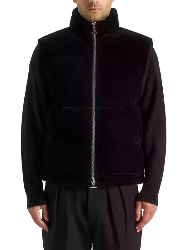 Manière De Voir Velvet Puffer Gilet - Black