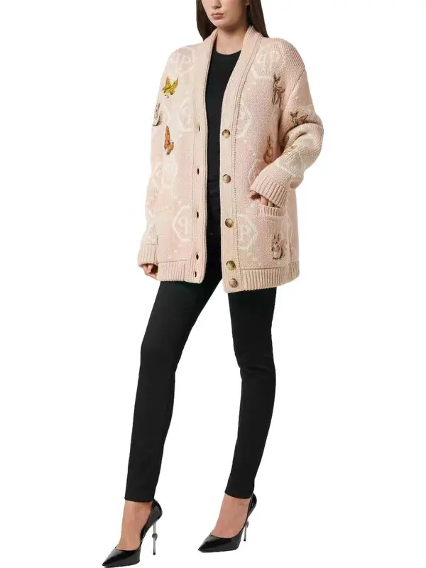Philipp Plein Embroidered Cardigan - Neutrals