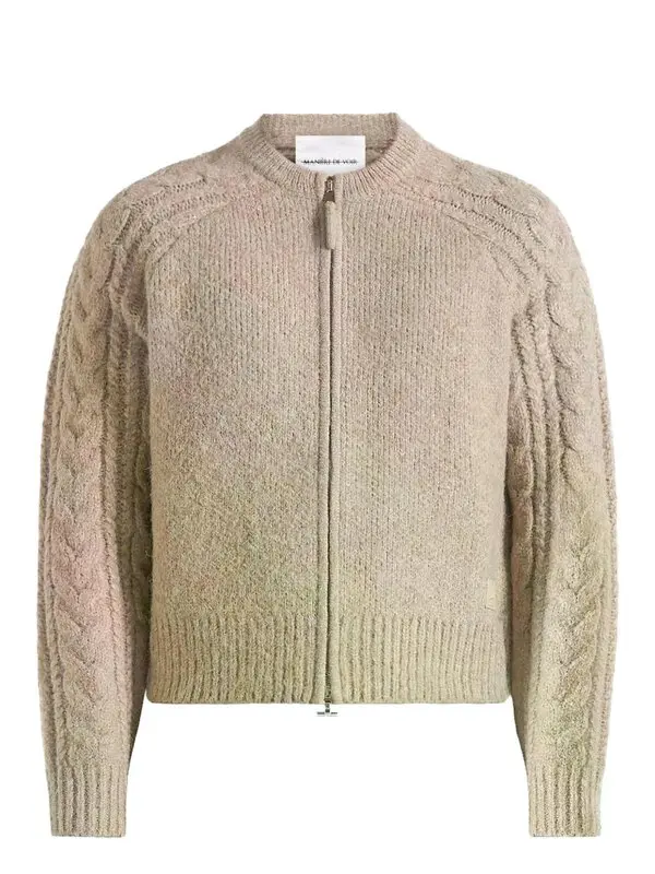Manière De Voir Gaby Zip-fastening Cable-knit Cardigan - Neutrals