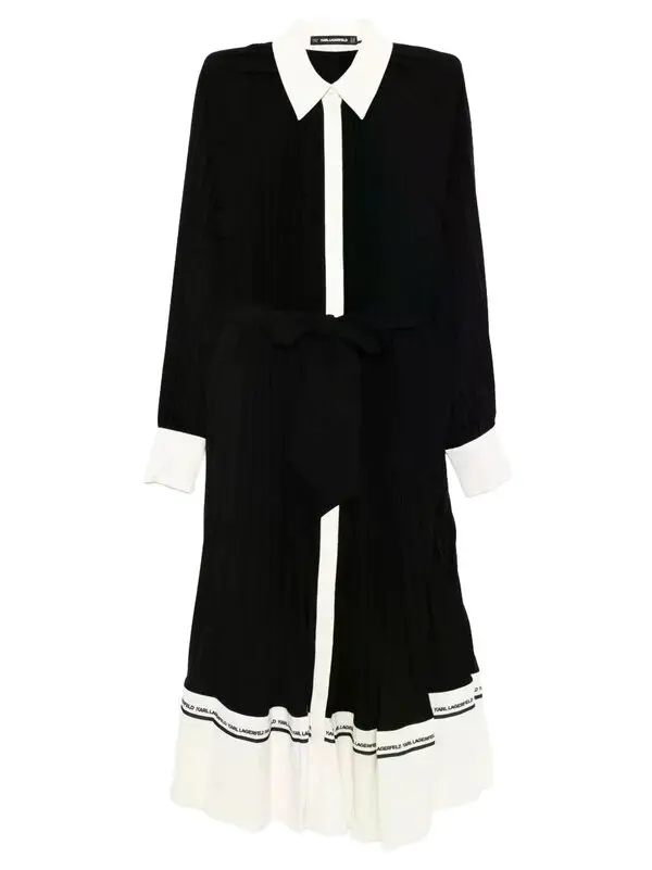 Karl Lagerfeld Logo-print Pleated Dress - Black