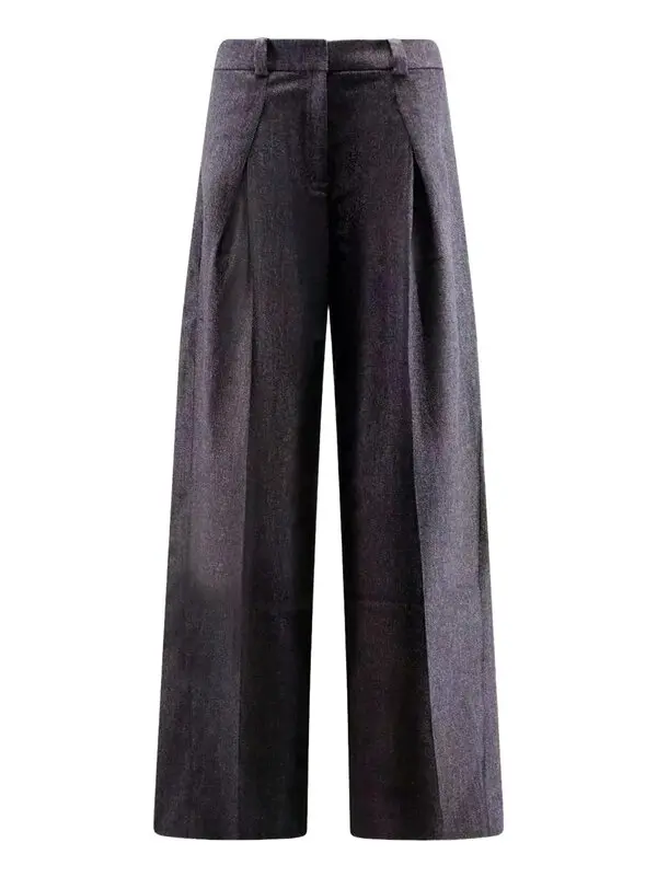 BOSS Pleat-detail Wide Leg Trousers - Blue