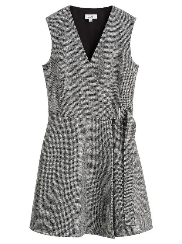 Cos Tweed Mini Wrap Dress - Gray
