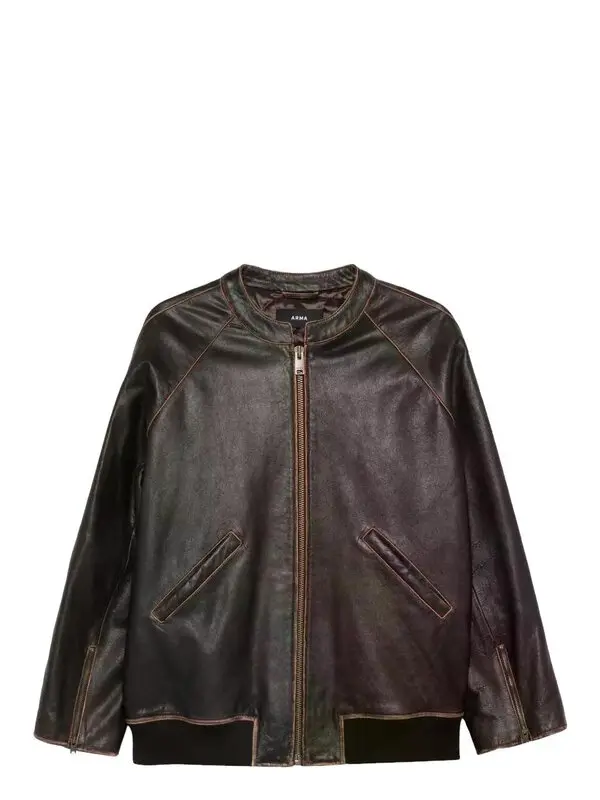 ARMA Azzura Leather Bomber Jacket - Brown