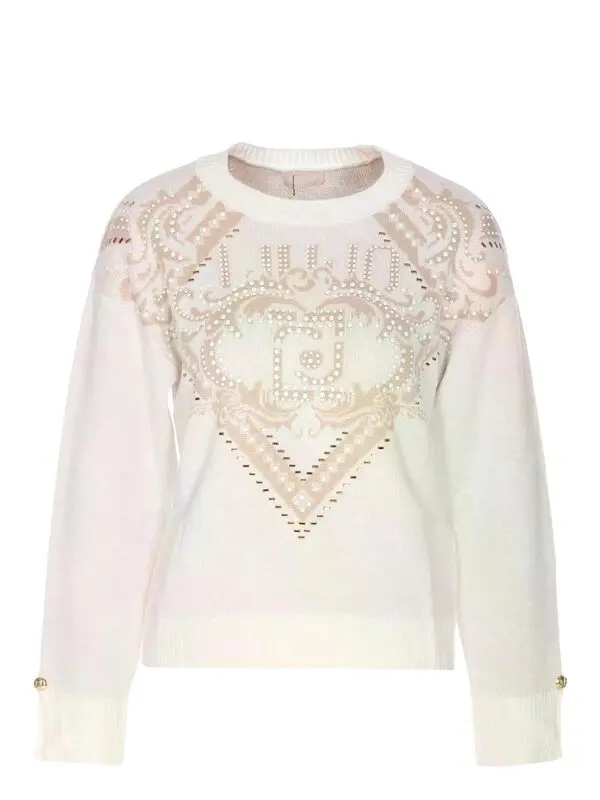 Liu Jo Pearl-embellished Graphic Top - White