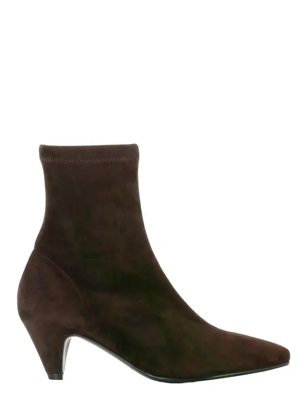 DEL CARLO 55mm Suede Pointed Toe Boots - Brown
