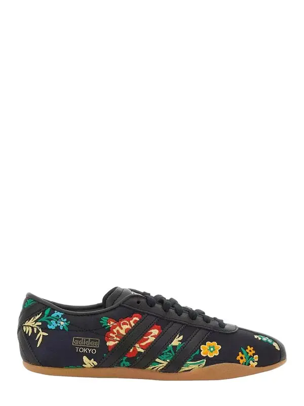 Adidas Floral-embroidered Lace-up Sneakers - Black