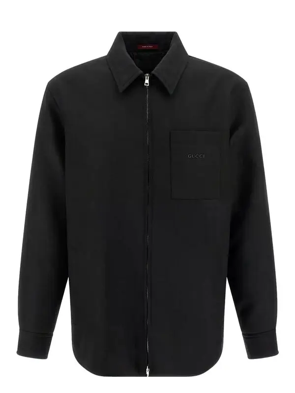 Gucci Twill Logo-lettering Overshirt - Black
