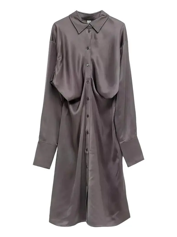 TOTÊME Buttoned Midi Shirt Dress - Grey