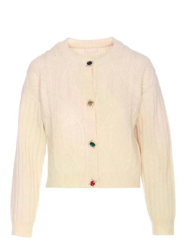 Liu Jo Cable-knit Cardigan With Jewel Embellishments - Neutrals