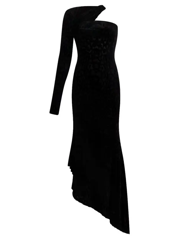 Roberto Cavalli Asymmetric Velvet Dress - Black