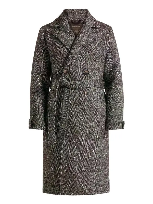 Manière De Voir Herringbone Double-breasted Coat - Brown