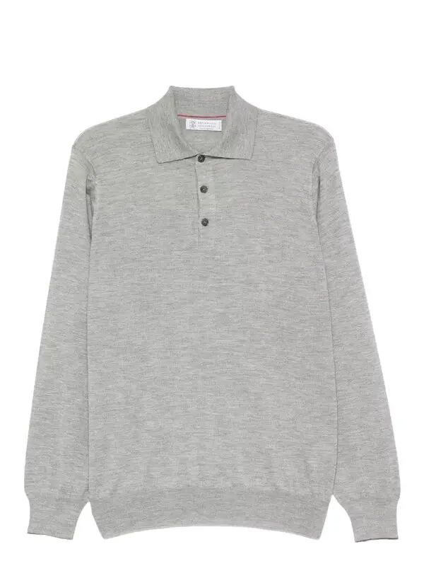 Brunello Cucinelli Knitted Polo Shirt - Co73d Grey
