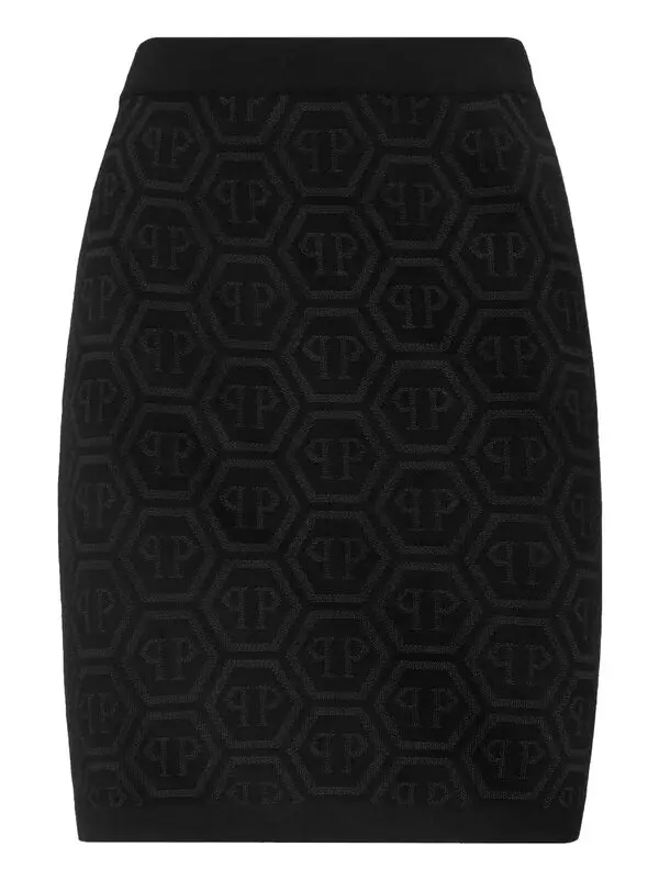 Philipp Plein Jacquard-monogram Mini Skirt - Black