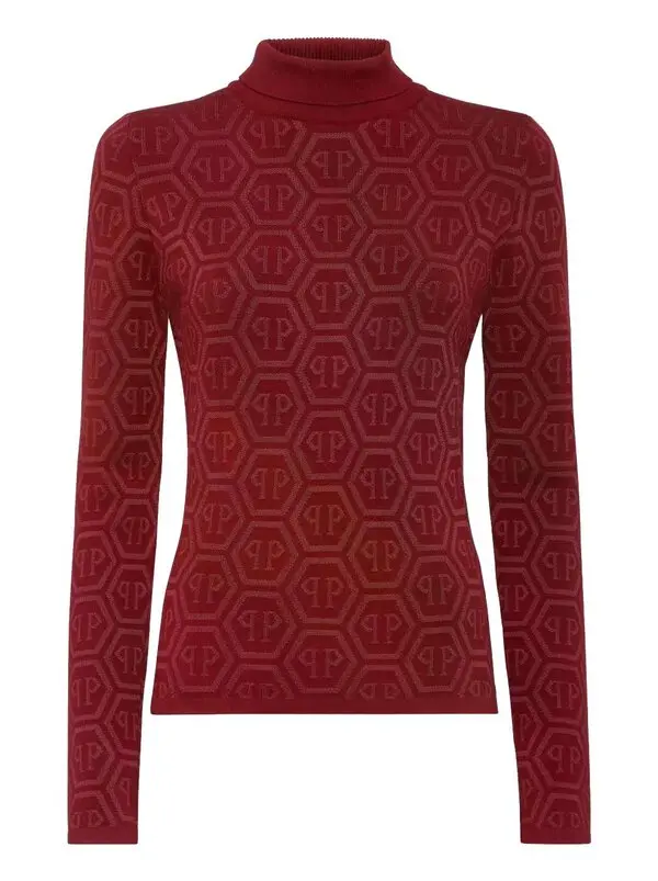 Philipp Plein Logo-pattern Turtleneck Sweater - Red