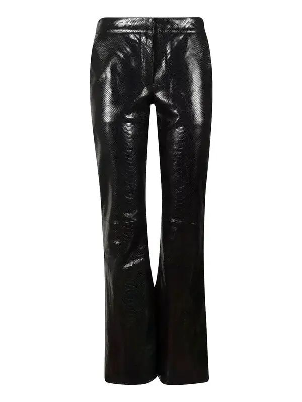 THE NEW ARRIVALS ILKYAZ OZEL Lenny Snakeskin-pattern Trousers - Black
