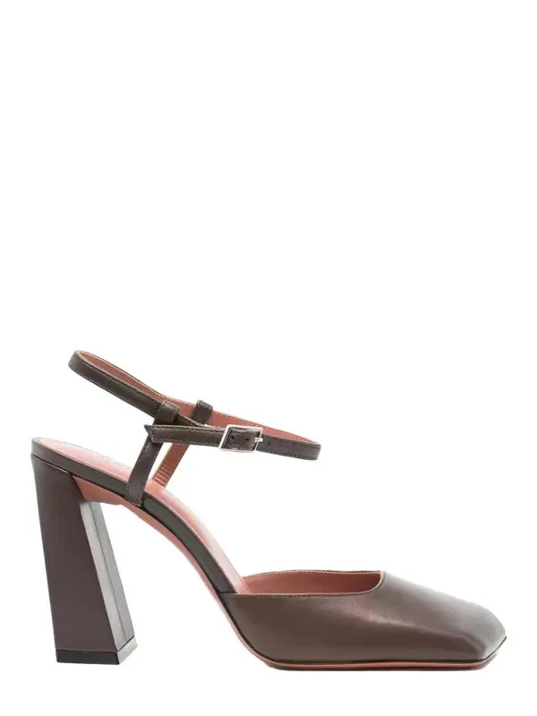 Amina Muaddi 95mm Charlotte Pumps - Brown