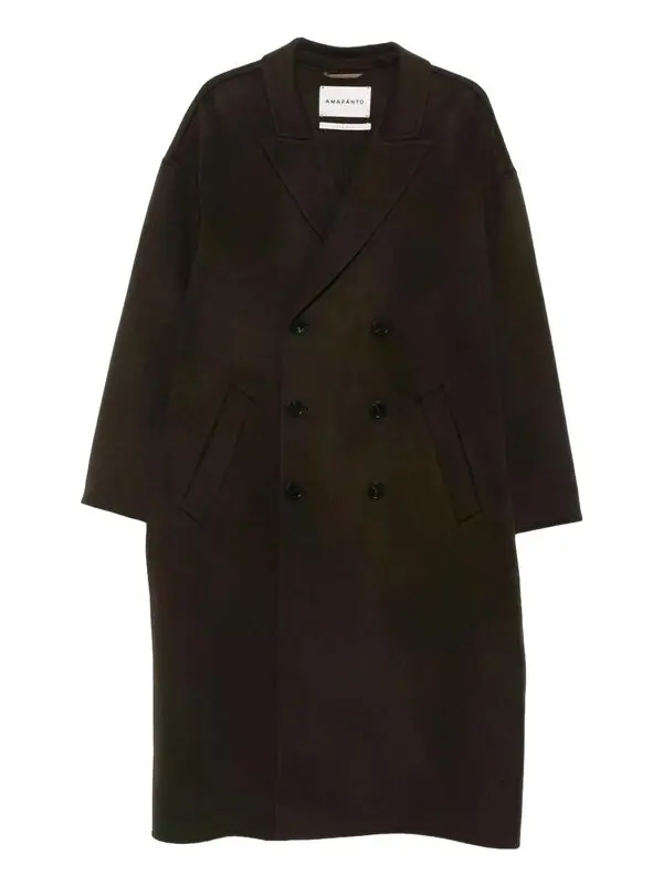 AMARANTO Wool-blend Double-breasted Overcoat - Brown