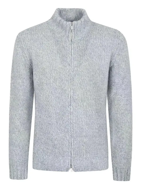 LARDINI Zip-up Cardigan - Grey