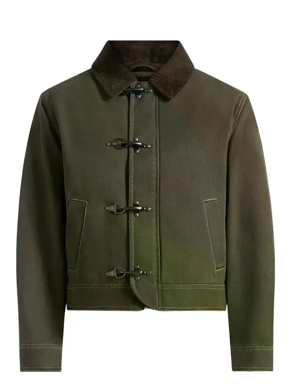 Manière De Voir Clasp-fastening Jacket With Contrast Stitch Detailing - Green