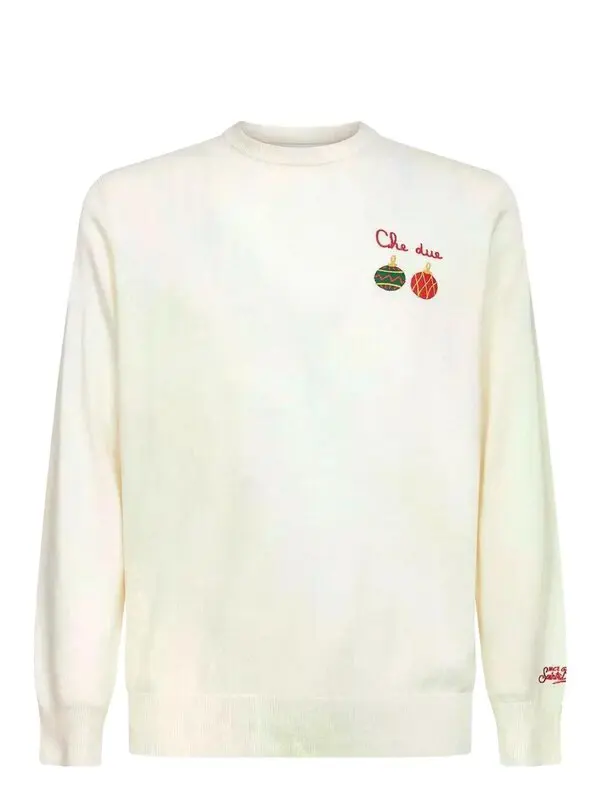 MC2 SAINT BARTH Crew-neck Sweater With Embroidered Details - Neutrals