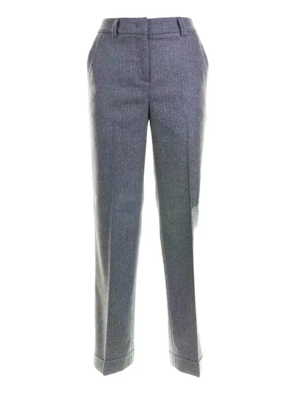 VIA MASINI 80 Herringbone Cuffed Trousers - Grey