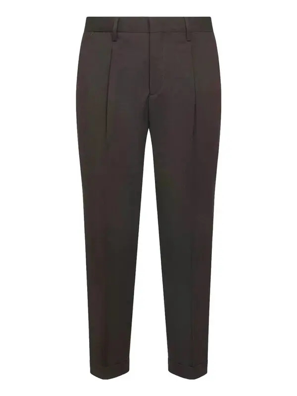 D4.0 Front-pleated Tailored Trousers - Brown