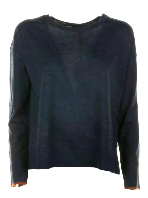 KANGRA Round-neck Fine Knit Sweater - Blue