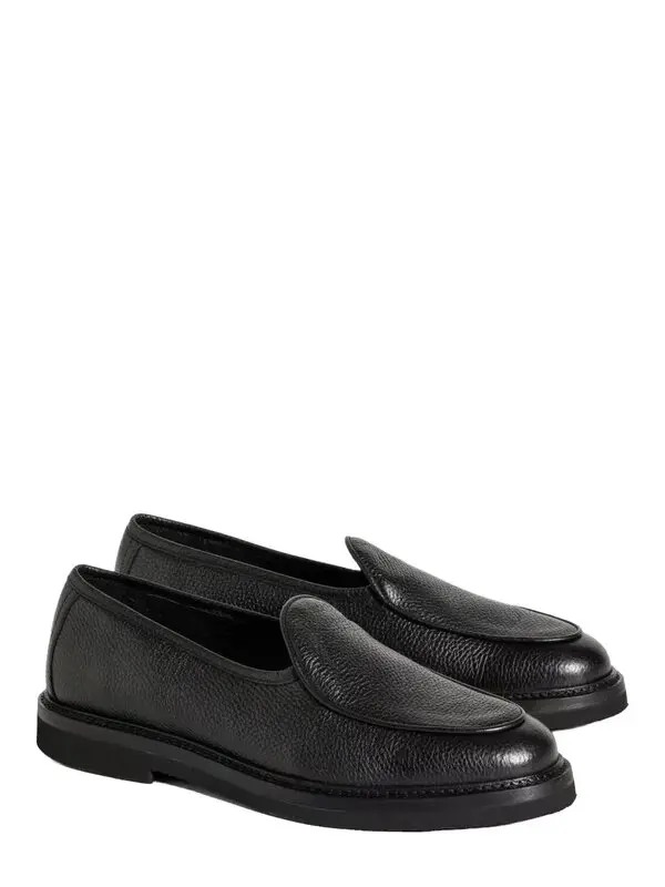 JACQUES SOLOVIERE Grained Alexis Loafers - Black