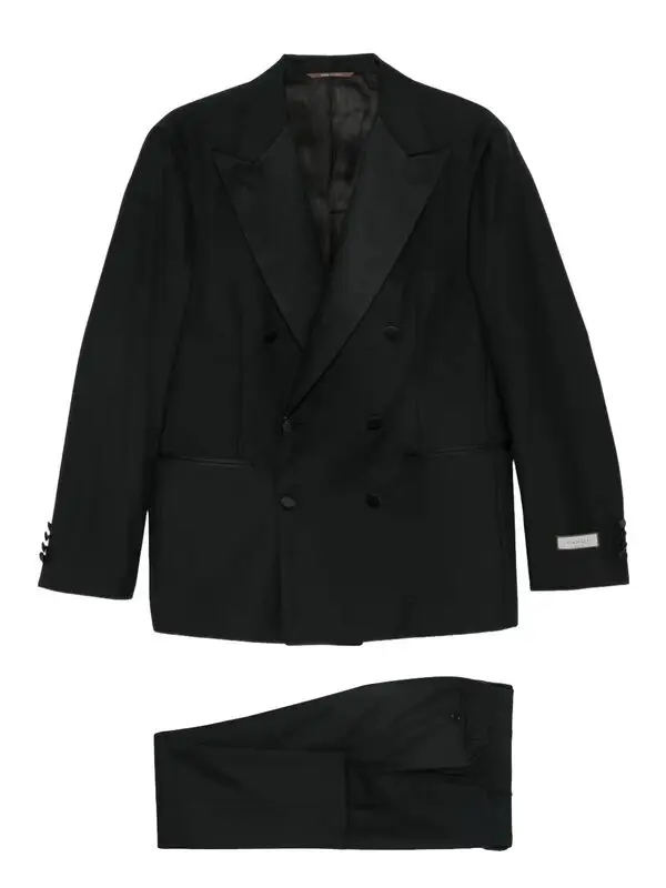 Canali Double-breasted Suit - Black