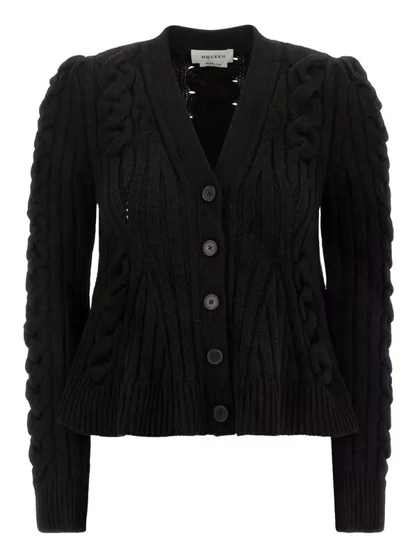 Alexander McQueen Braided-knit Cardigan - Black