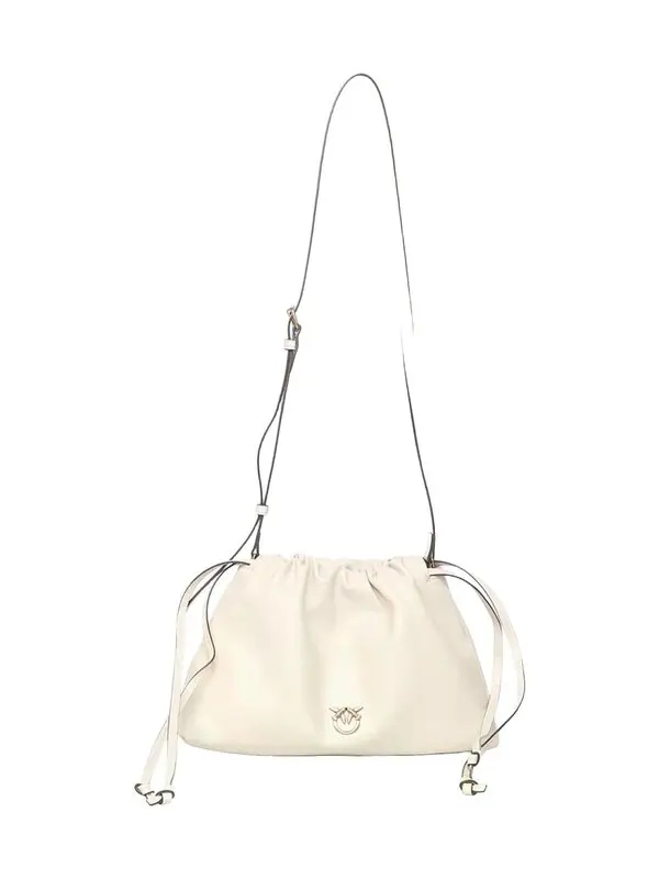 Pinko Drawstring Logo Shoulder Bag - White