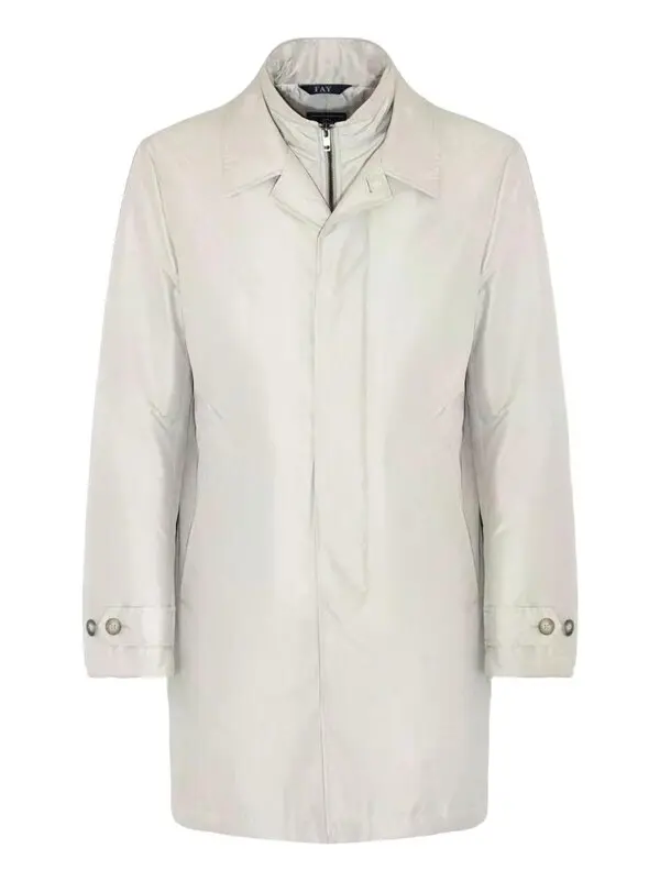 FAY Buttoned Collar Coat - Neutrals