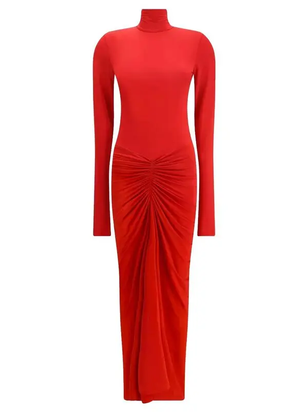 Andamane Warwick Ruched Turtleneck Maxi Dress - Red