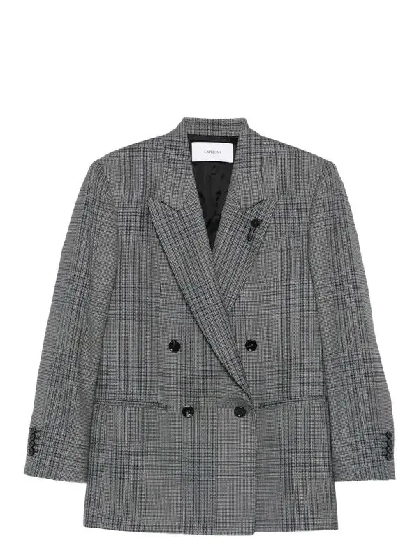 LARDINI Checked Double-breasted Blazer - Grey