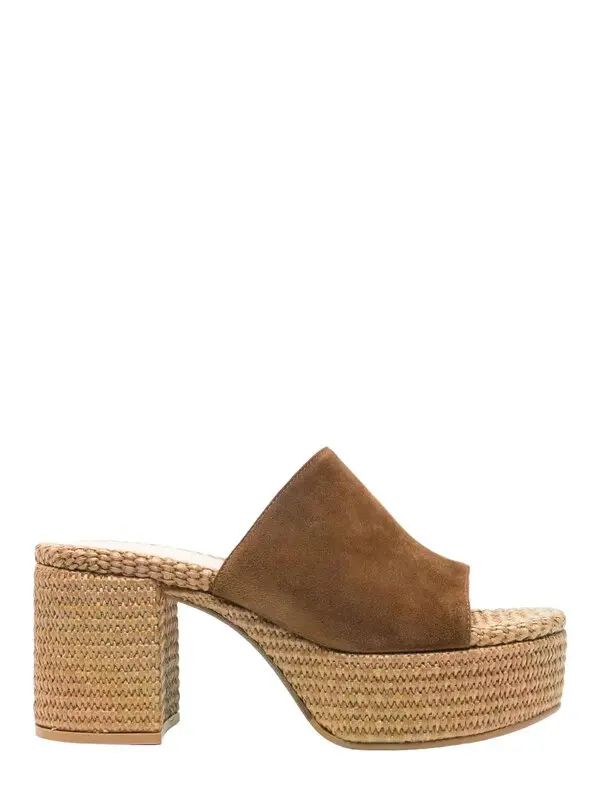 GIANVITO ROSSI Platform Suede Mule Sandals - Brown