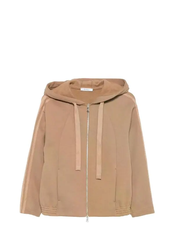 Max Mara Zip-up Hoodie With Stripe Detail - Brown